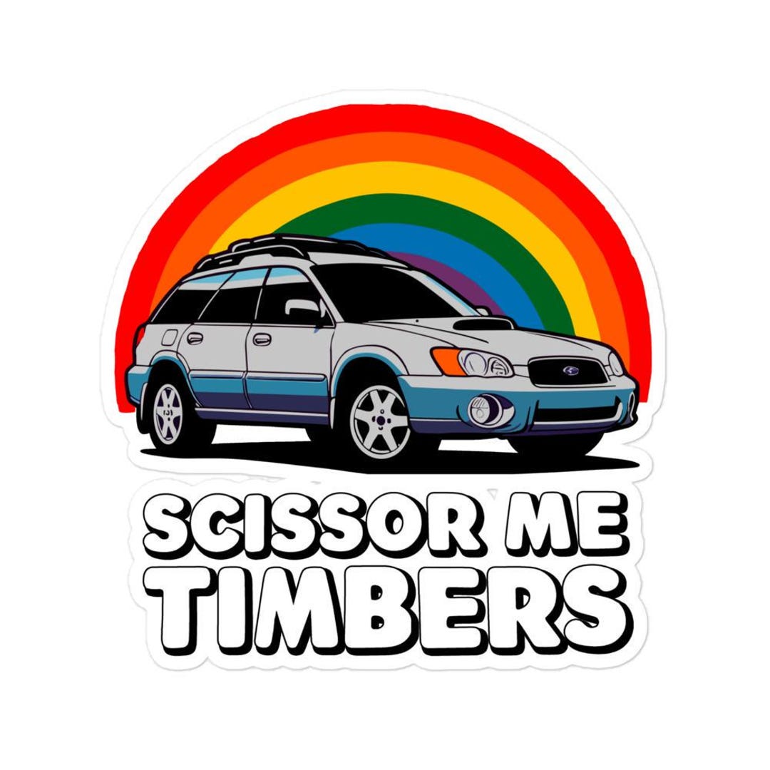 Scissor Me Timbers Sticker Funny Lesbian Car Decal Rainbow Gay Queer ...