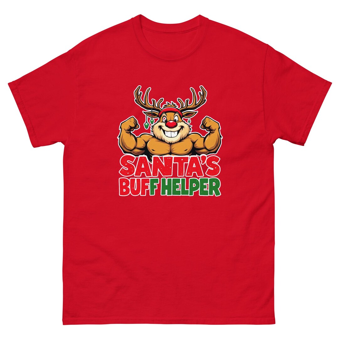 Santa's Buff Helper Christmas Xmas Funny T-shirt - Etsy