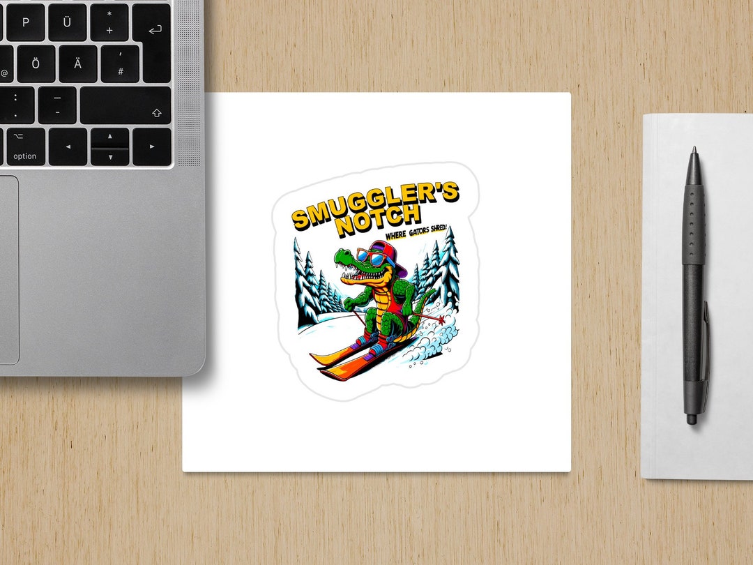 Skiing Alligator Sticker, Smuggler's Notch, Where Gators Shred, Cool ...