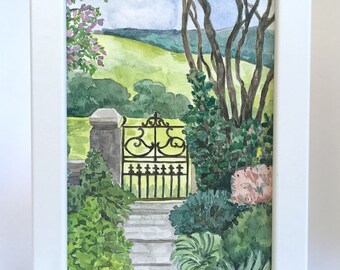 Garden gate painting | Etsy