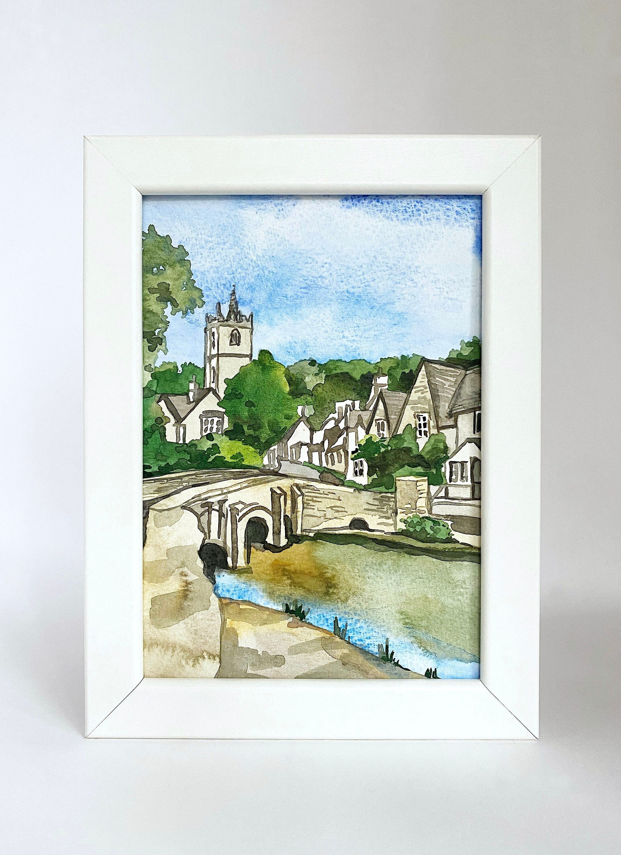 Small Watercolor Watercolour Painting ORIGINAL Castle Combe Town ...