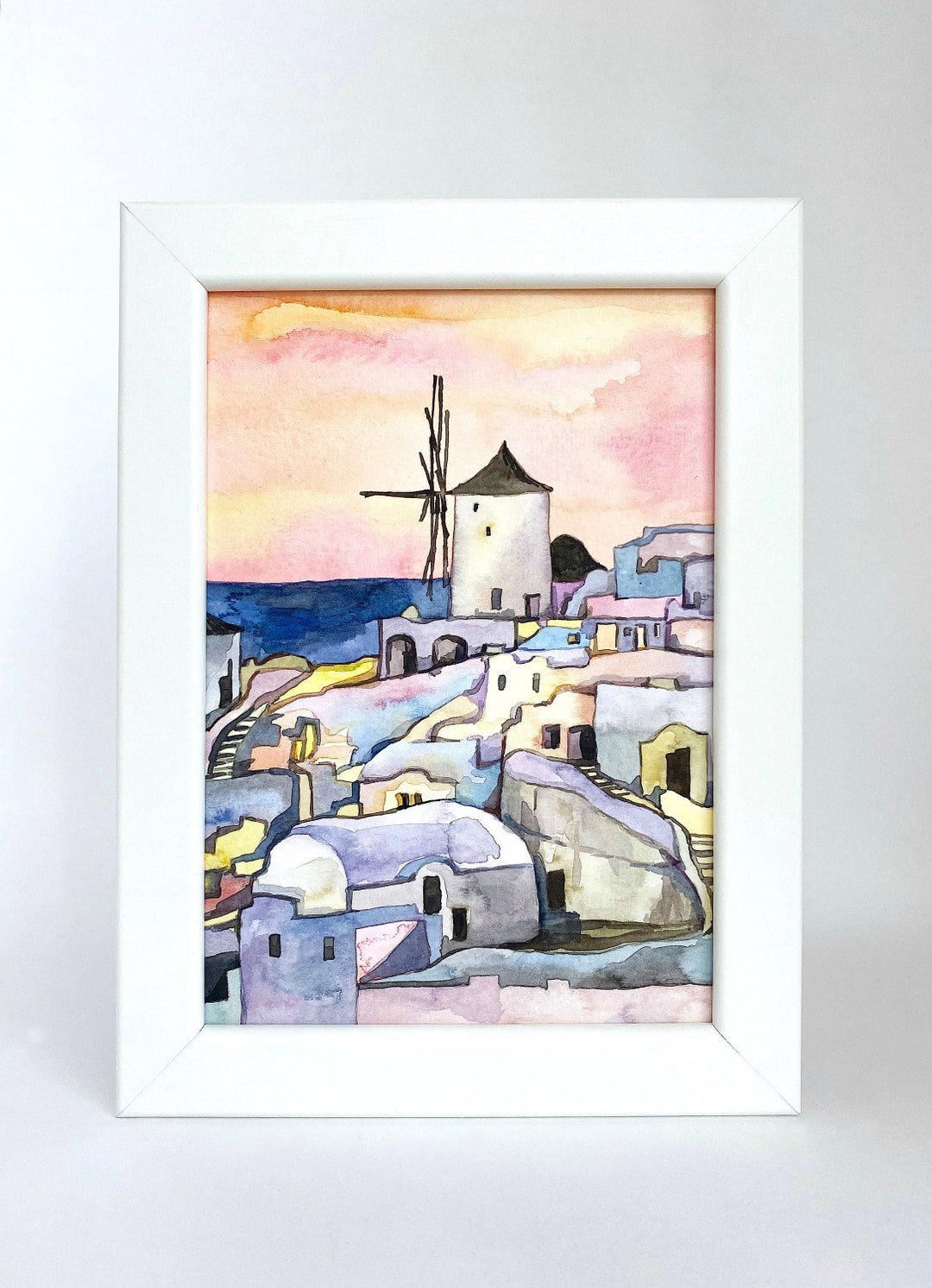 Small Custom Watercolor Watercolour ORIGINAL Painting Greece Greek ...