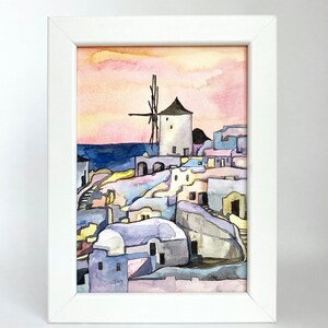 Small Custom Watercolor Watercolour ORIGINAL Painting Greece Greek ...