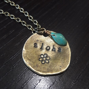 Aloha Charm, Aloha Pendant, Hawaii Charm, Hawaii Pendant, Copper Brass ...