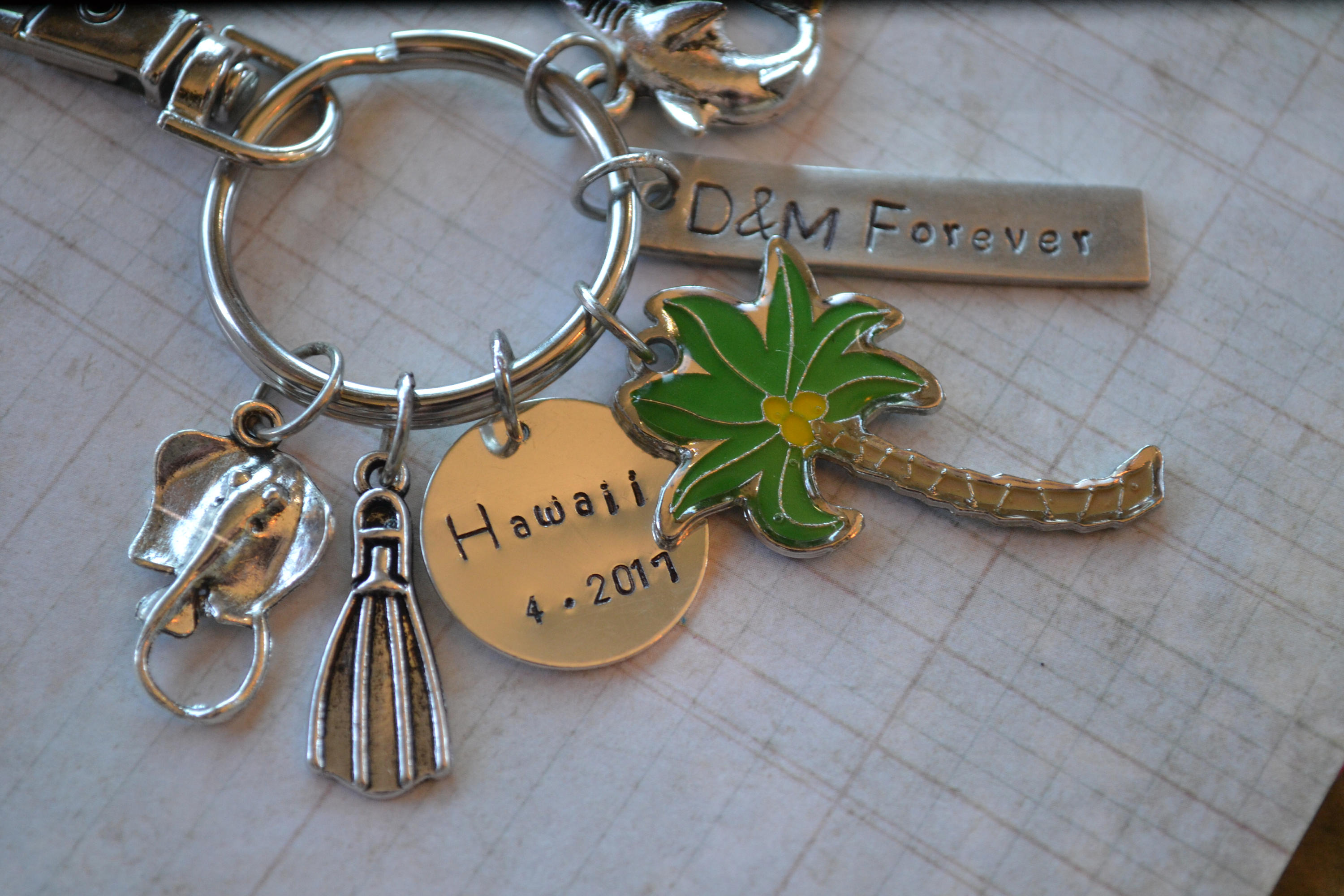 Key Chain Keychain Keys Key Holder Palm Tree Manta Ray | Etsy