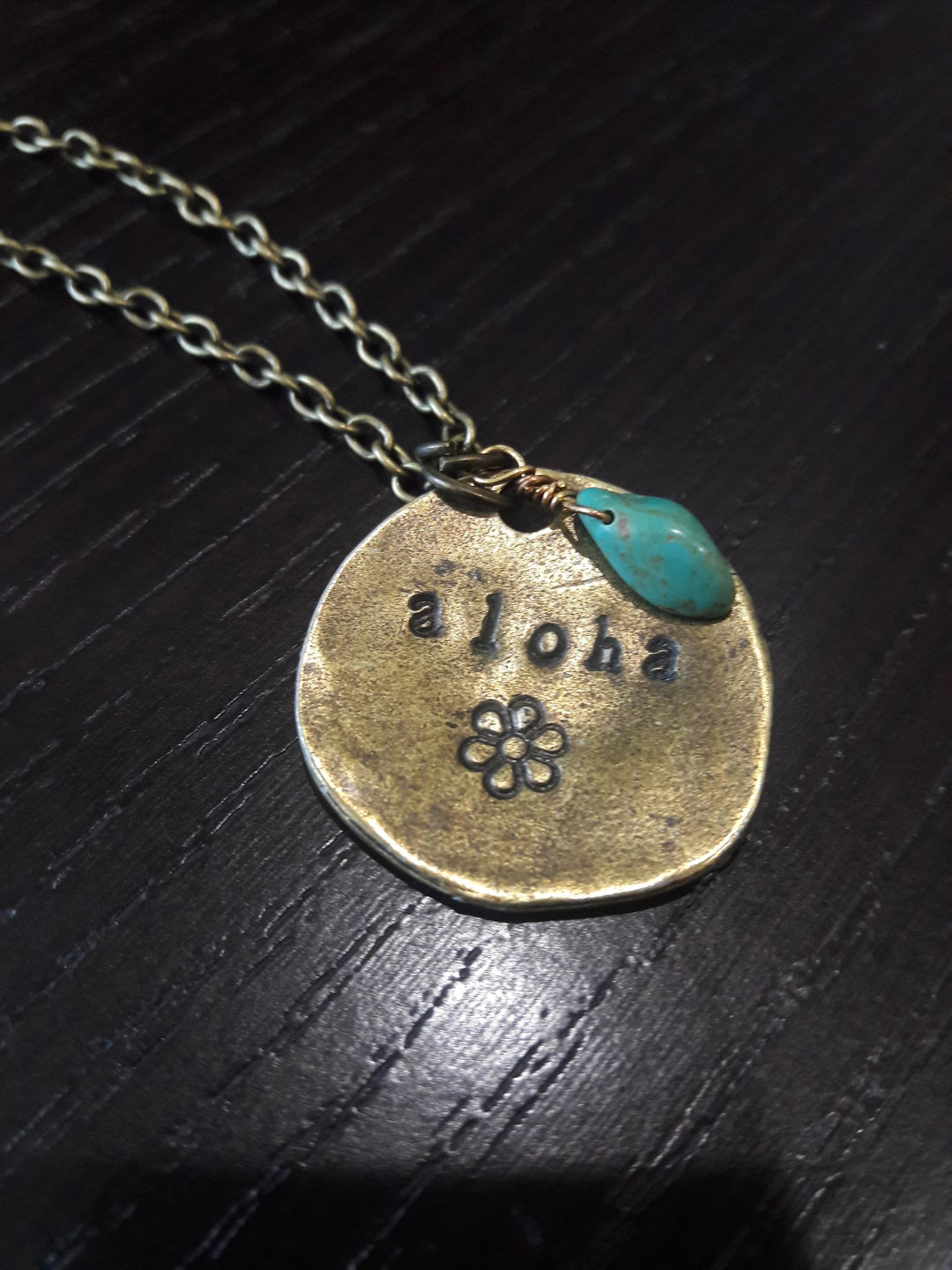 Aloha Charm, Aloha Pendant, Hawaii Charm, Hawaii Pendant, Copper Brass ...