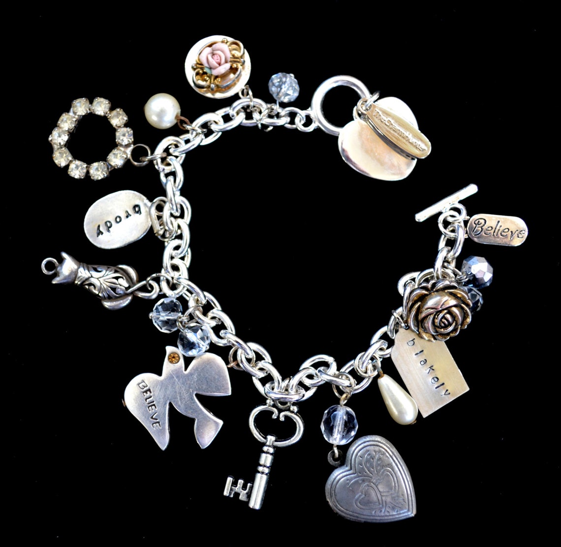 Hand Stamped Tag Charm Bracelet Personalized Charm Jewelry - Etsy