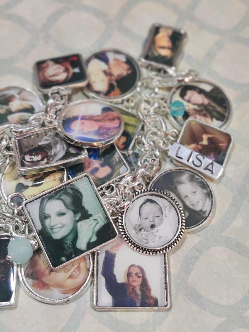 Elvis Presley, Lisa Marie Presley, Custom Memento Photo Charm Bracelet ...