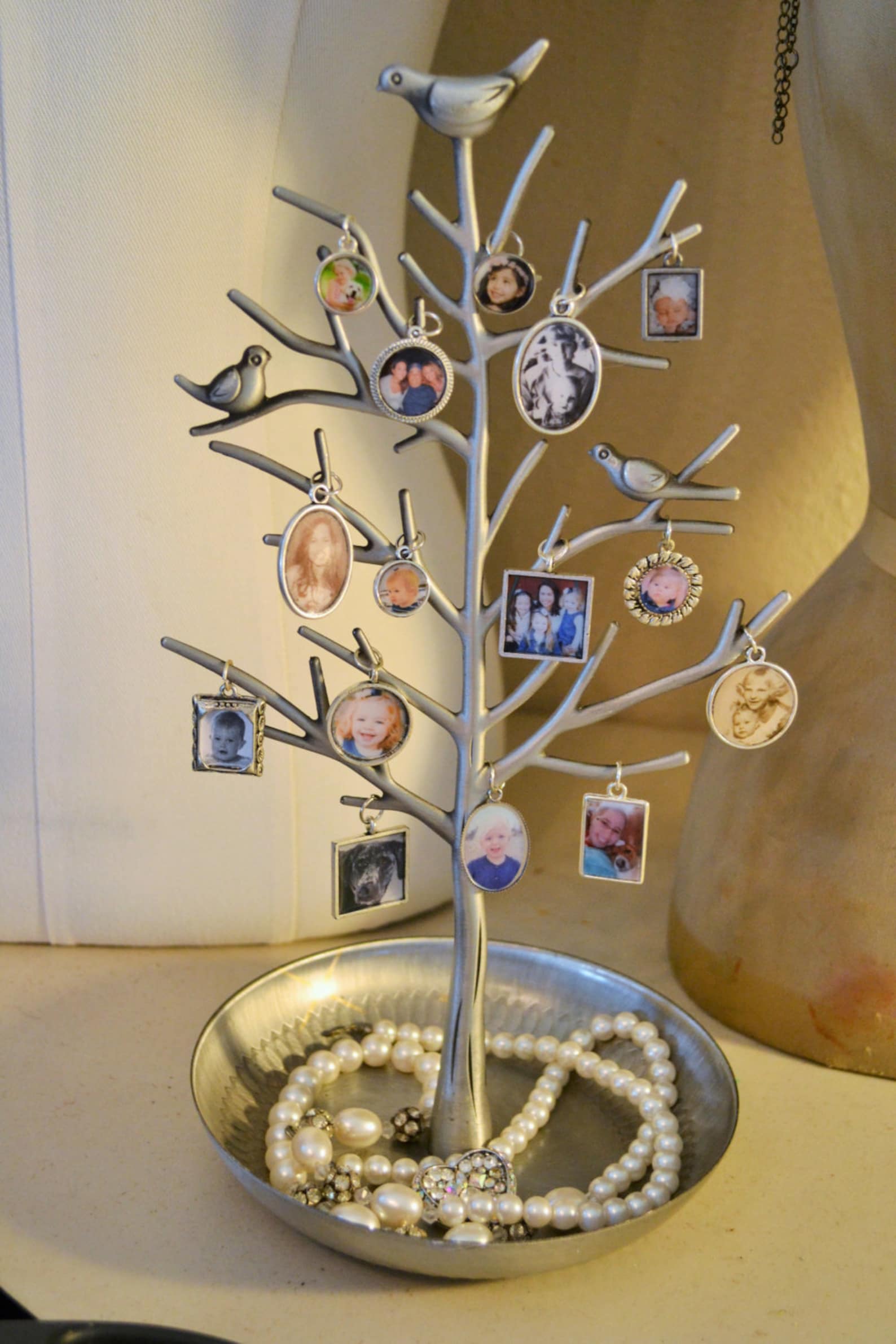 Jewelry Tree Display Stand, Mother's Day Gift, Photo Charm Pendants ...