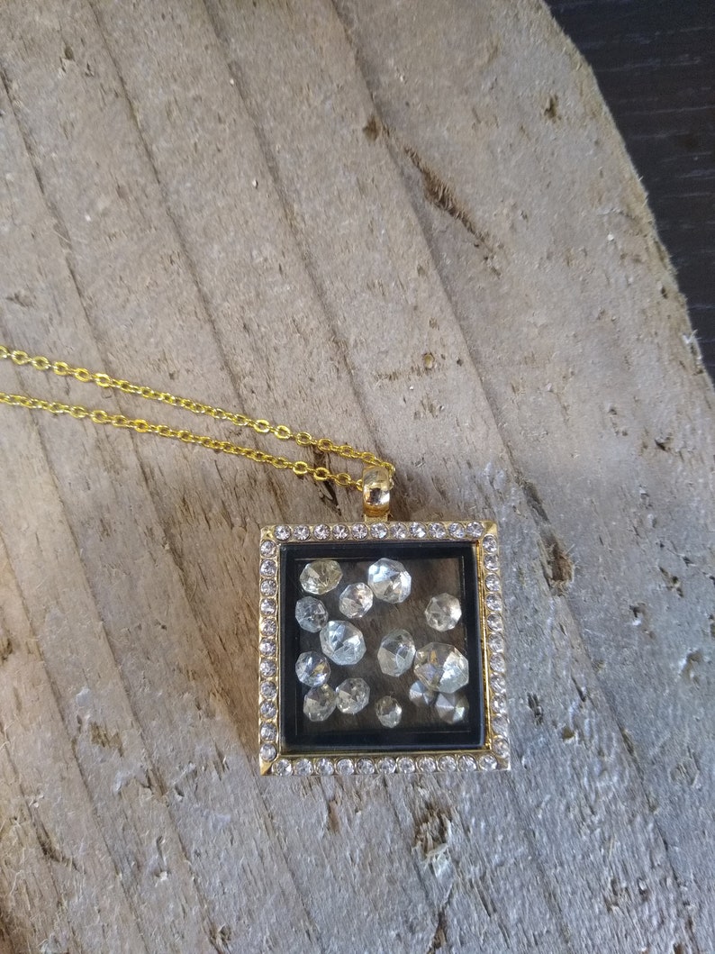 Square Glass Photo Frame Memory Locket Floating Open Locket | Etsy