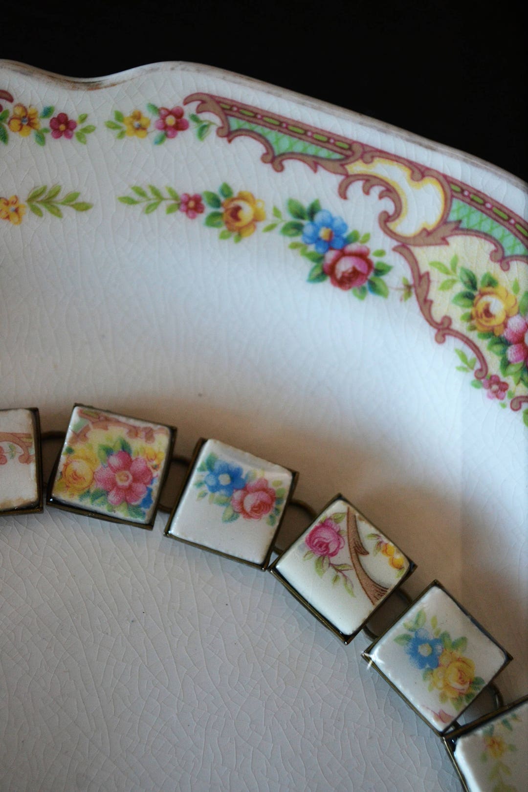 Broken China Shard Bracelet, Broken China Jewelry, Fine Bone China ...