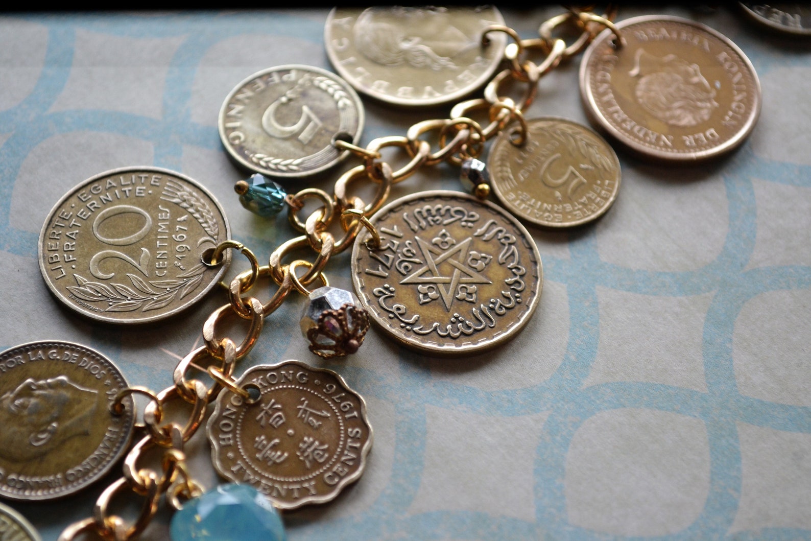 Coin Charm Bracelet Old Coins Bracelet Vintage Coin Jewelry | Etsy