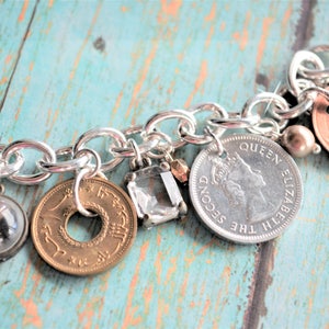 Coin Charm Bracelet, Foreign Coins, Foreign Currency, Coin Necklace ...