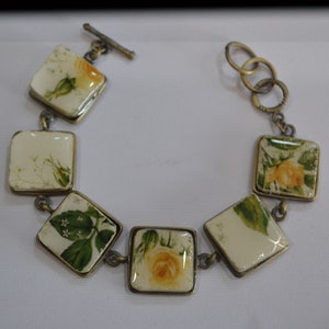 Yellow Rose Bracelet, China Shard Bracelet, Broken China Jewelry ...
