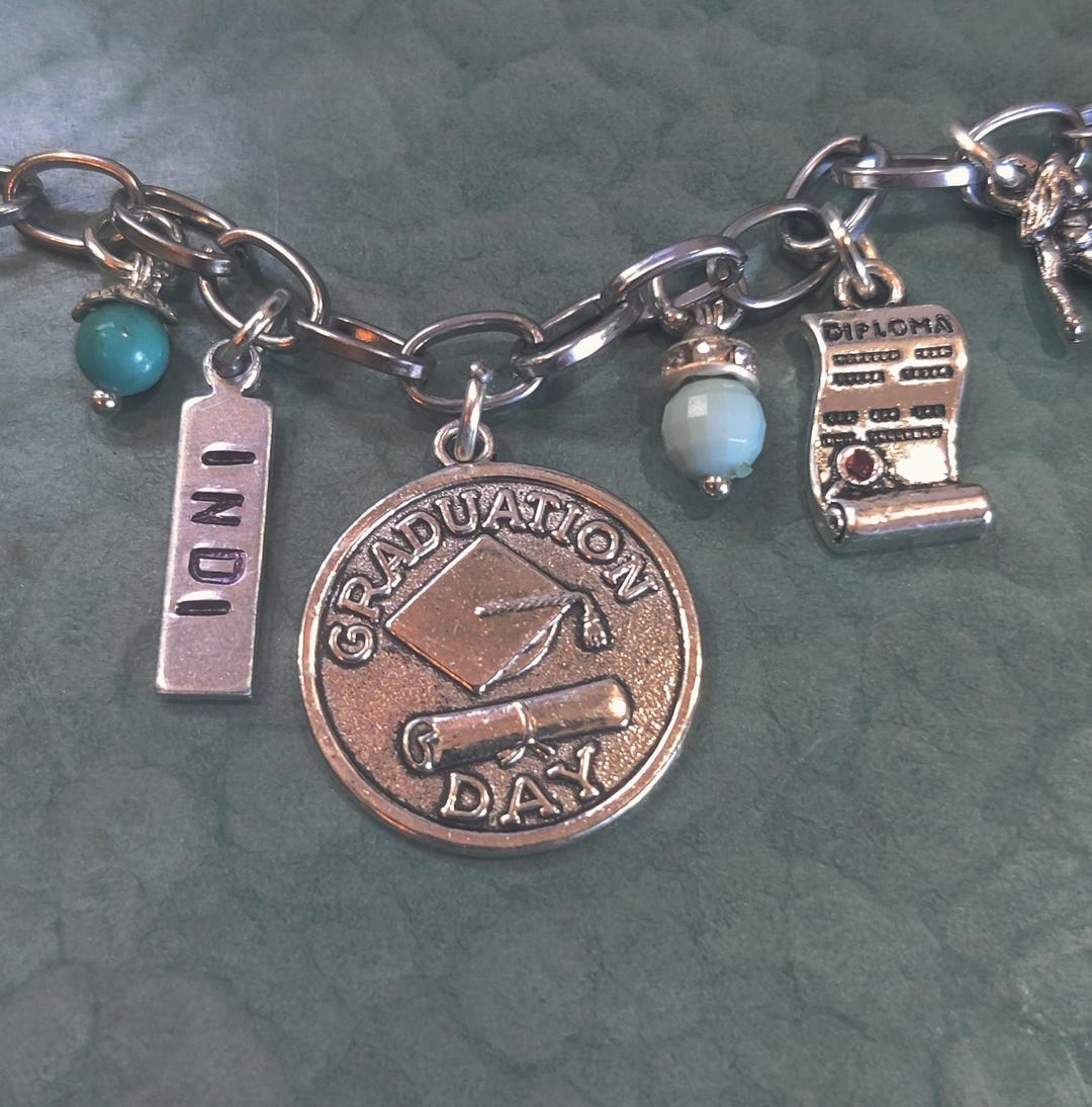 Graduation Gift for Her, Custom Graduate Charm Bracelet, Graduation ...