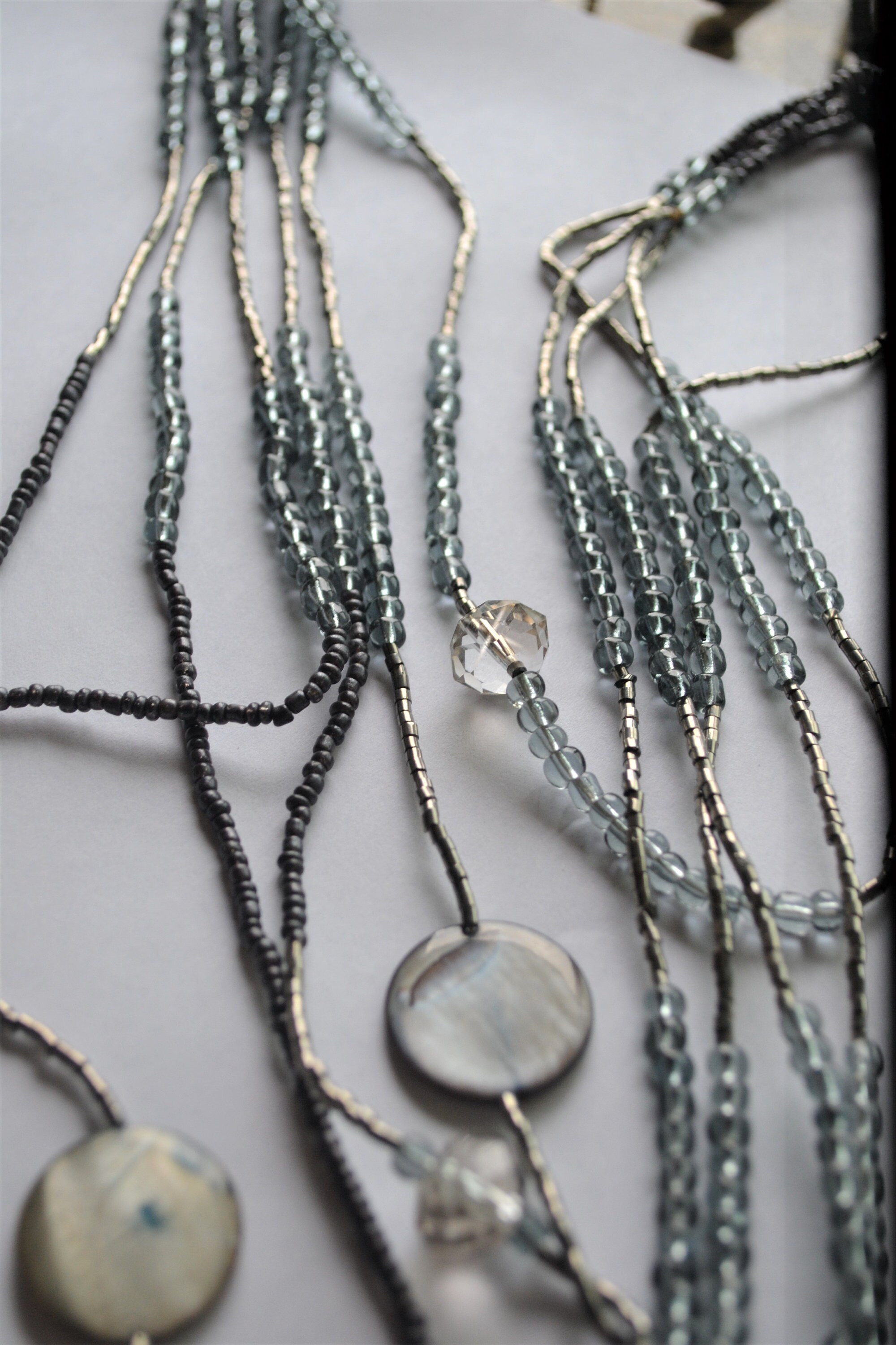 Long Necklace, Long Multistrand Necklace, Blue Layered Seed Bead ...