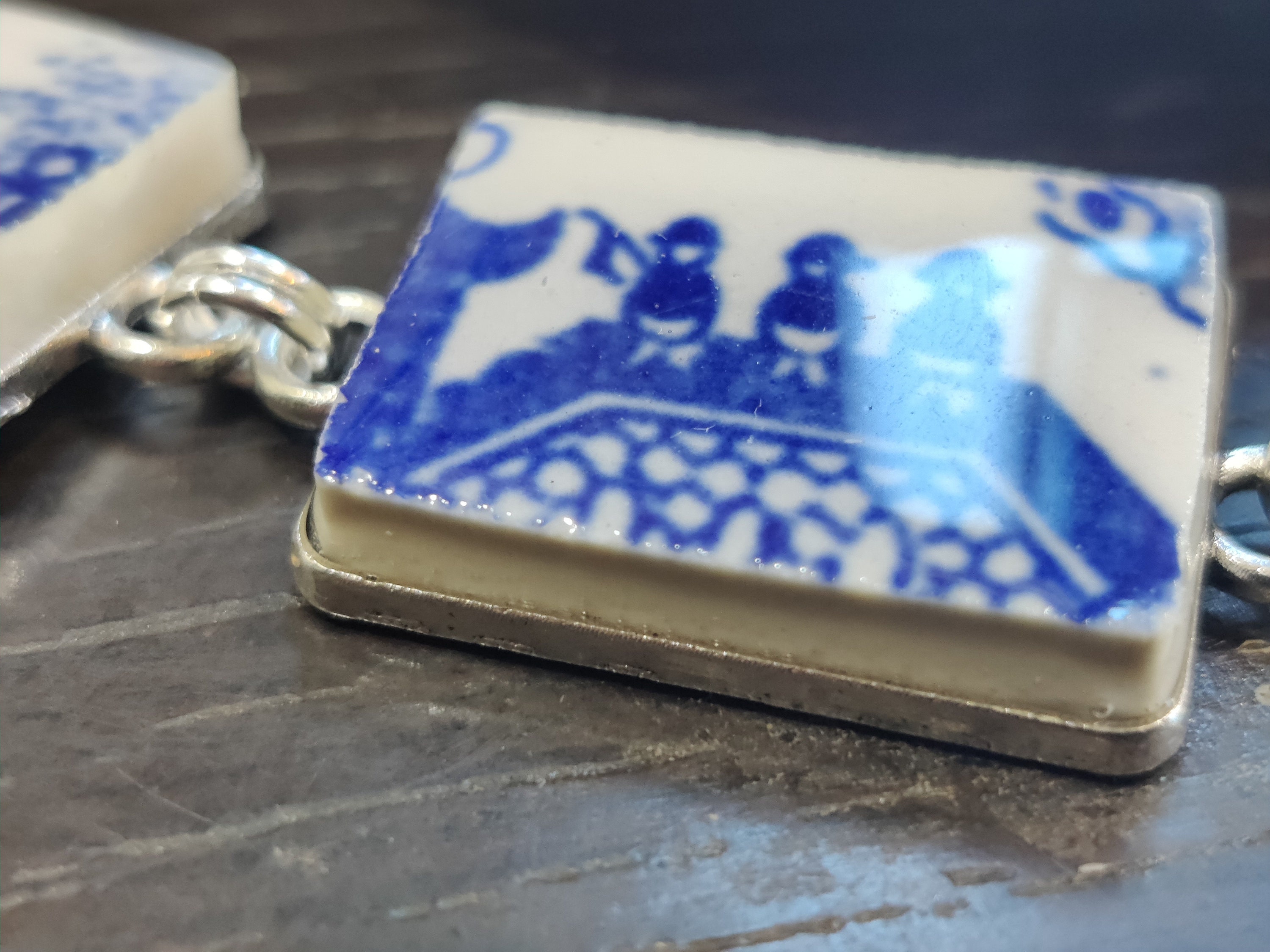 Blue Willow China Platter, Chaney Sea Glass Pottery Shard, Broken China ...