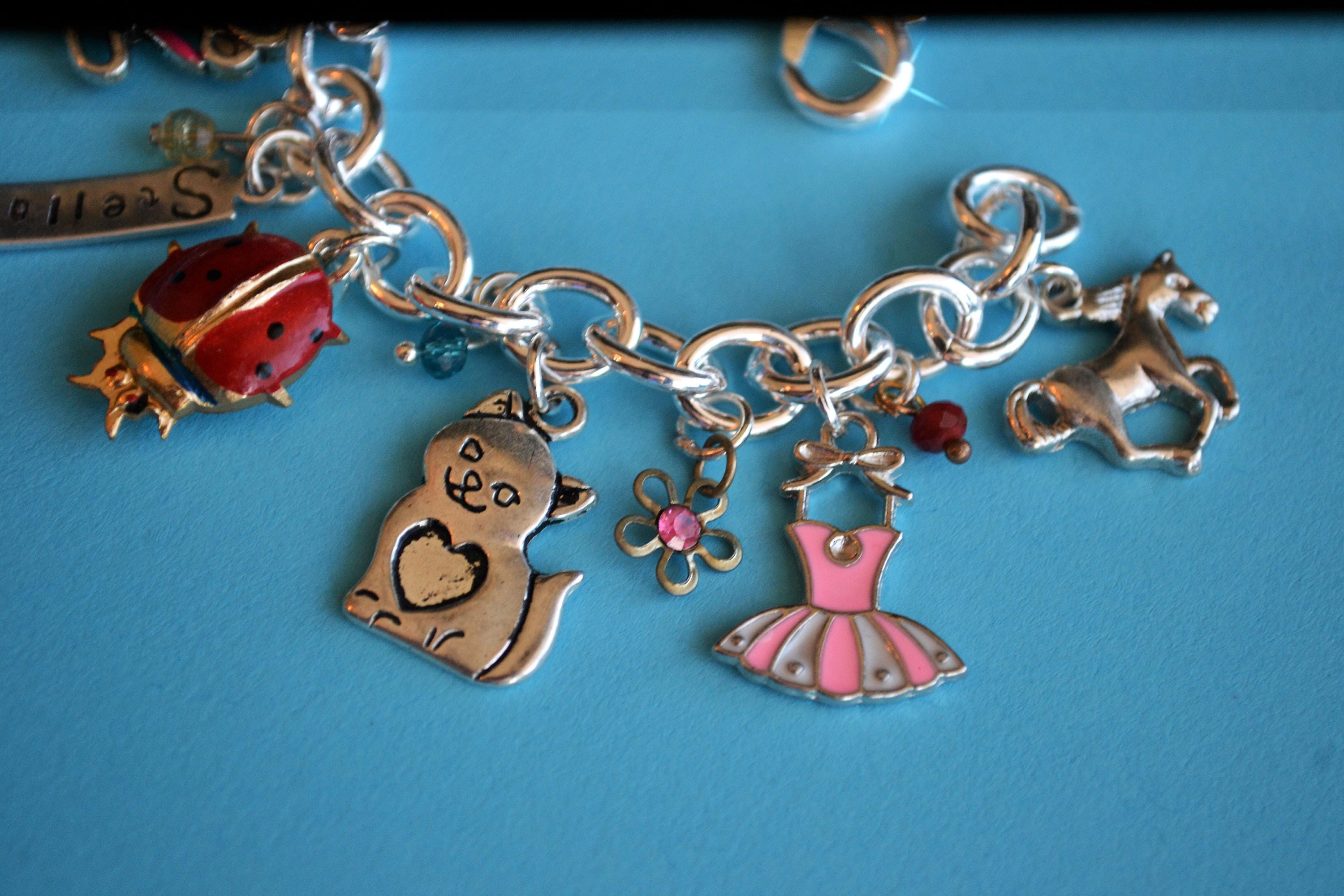 Little Girl's Charm Bracelet, First Charm Bracelet, Ice Cream, Kittens ...