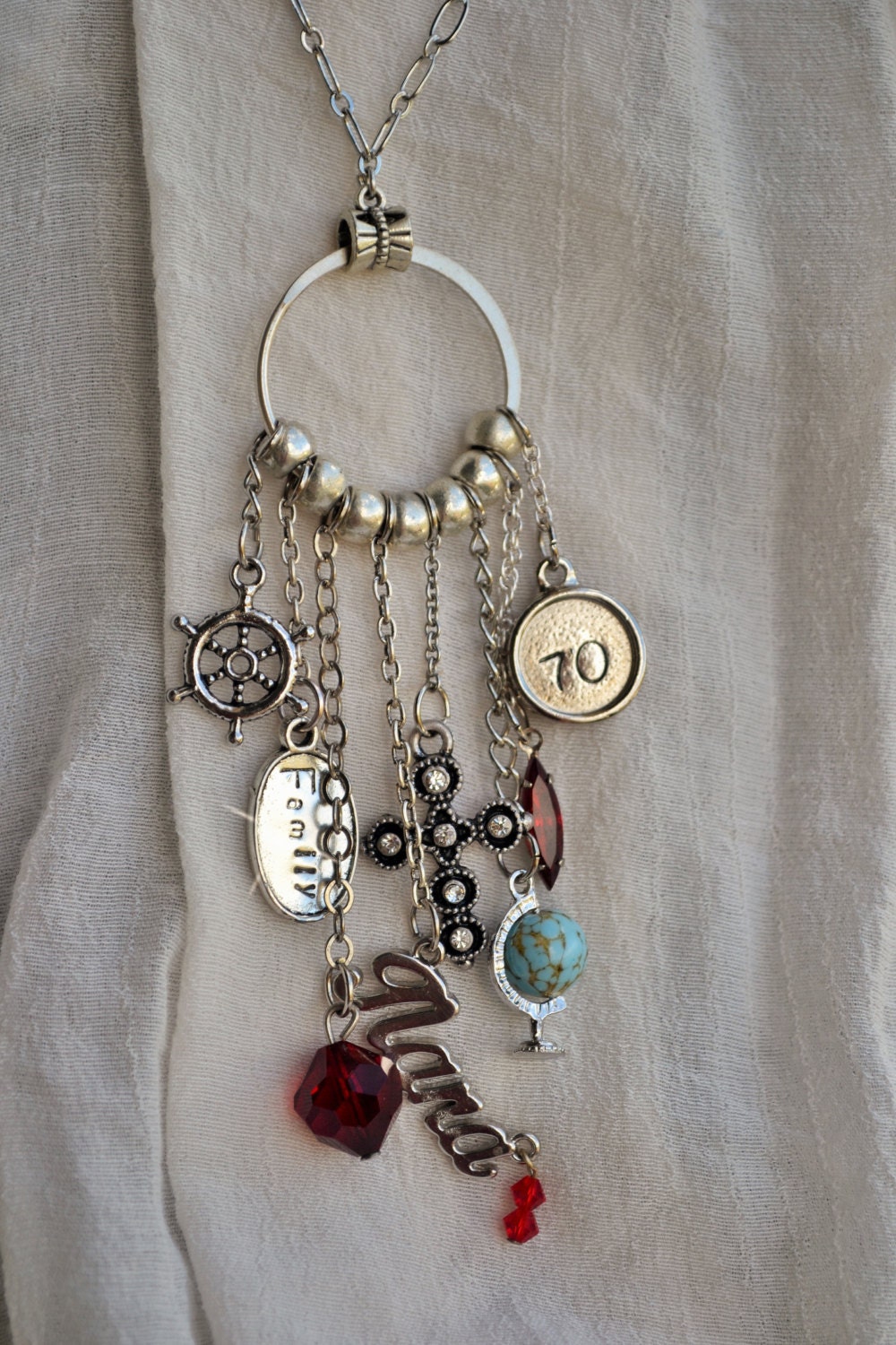 70th Birthday Charm Necklace, Vintage Assemblage Customized Charm ...
