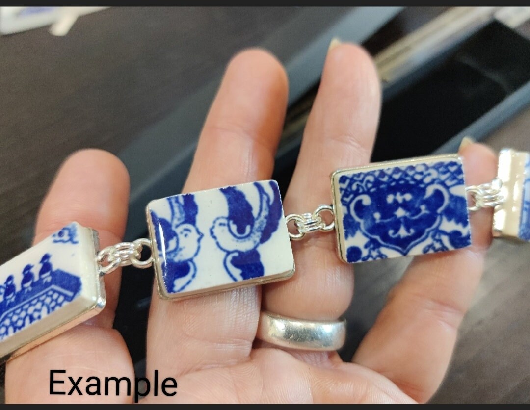 Blue Willow China Platter, Chaney Sea Glass Pottery Shard, Broken China ...
