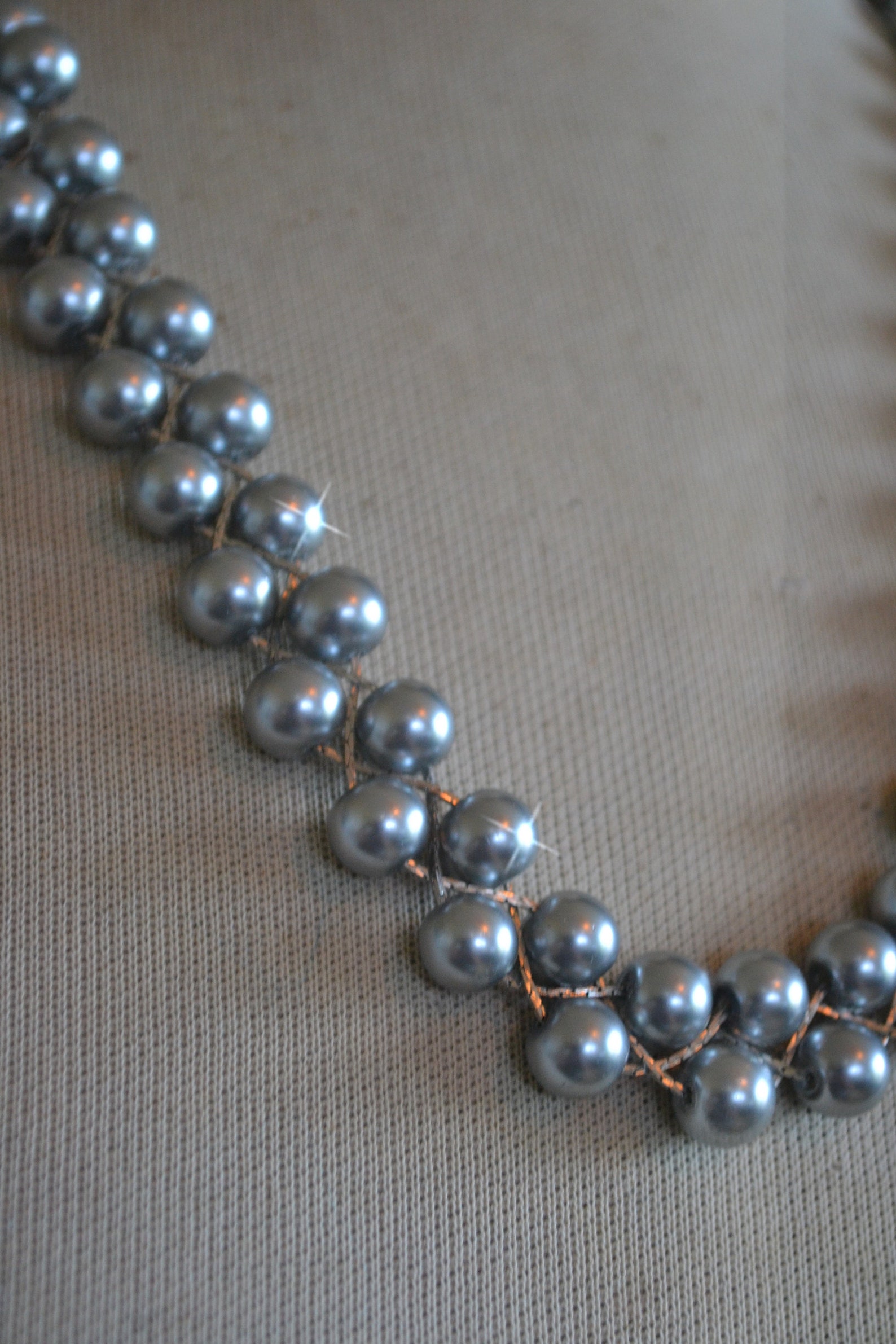 Braided Gray Pearl Necklace w/ Sterling Silver 18 Pearl | Etsy