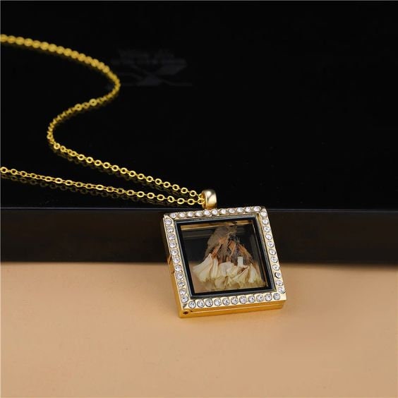 Square Glass Photo Frame Memory Locket Floating Open Locket | Etsy