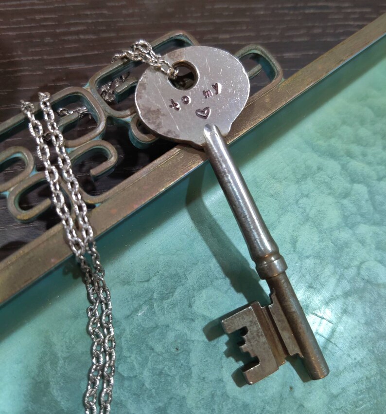 CUSTOM Vintage Giving Key Engraved Stamped Skeleton Key - Etsy