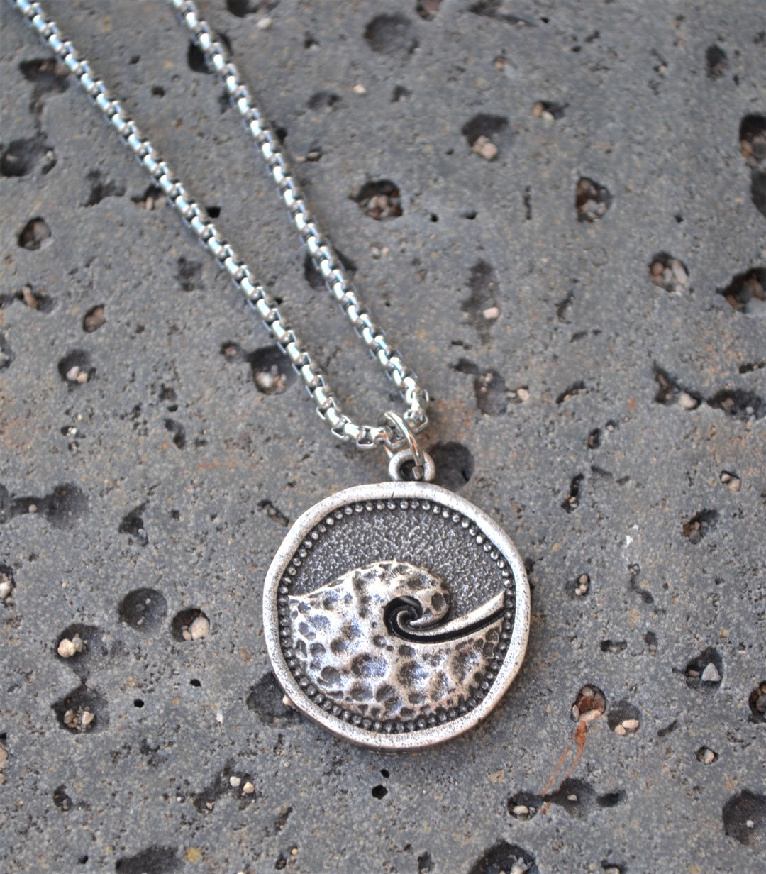 Wave Pendant, Surfer Girl, Surfer Boy, Surfer Gift, Antique Silver Surf ...