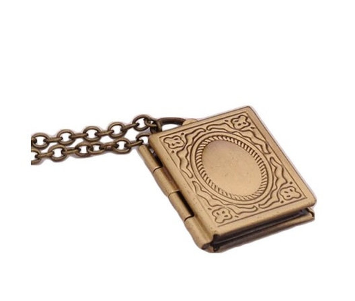 Vintage Book Locket 2 Photo Locket Necklace Custom Valentine - Etsy