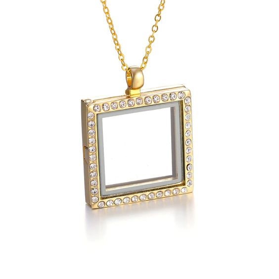 Square Glass Photo Frame Memory Locket Floating Open Locket | Etsy