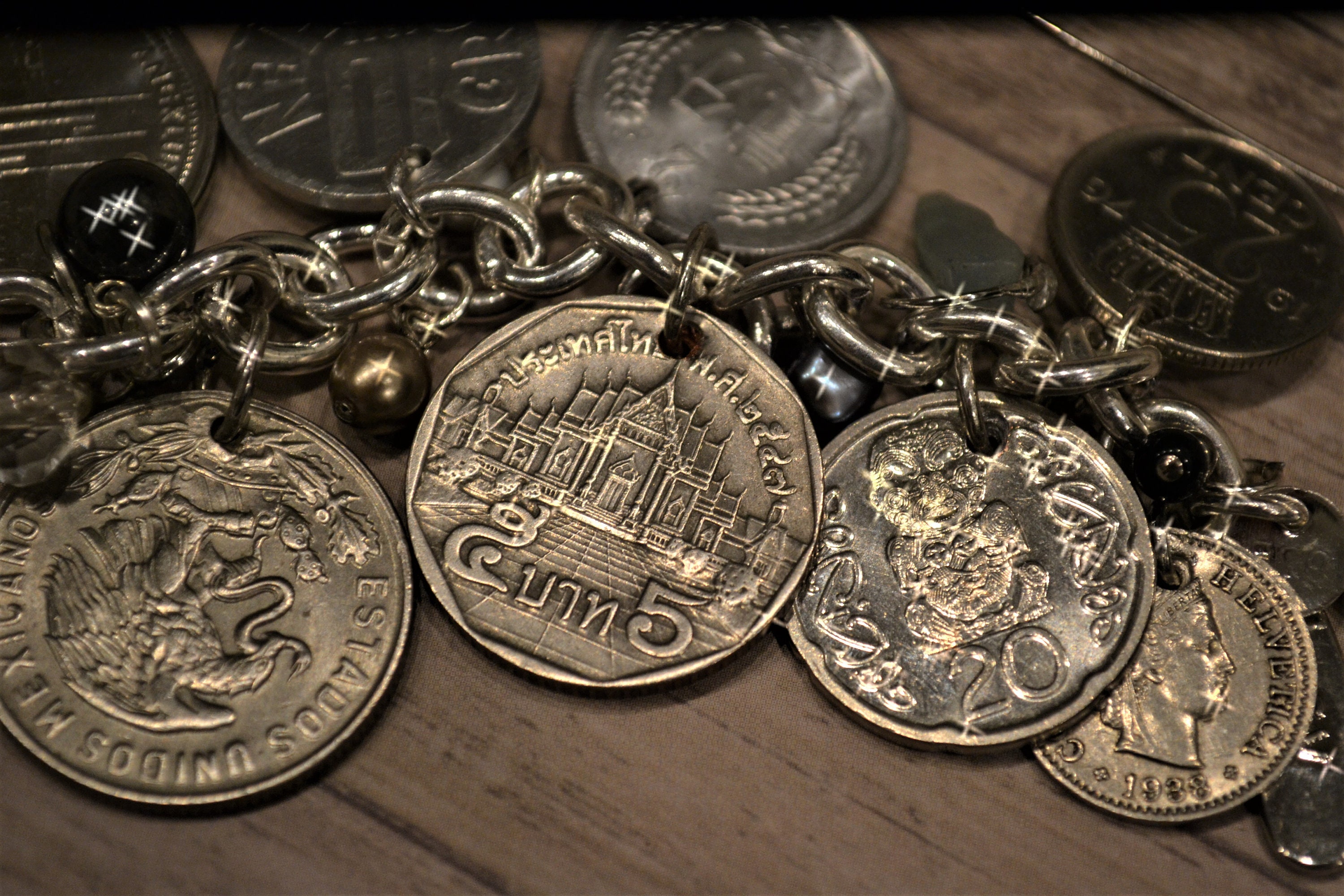 Coin Charm Bracelet Coin Necklace Coin Collection Coin | Etsy