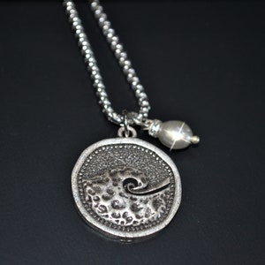 Wave Pendant, Surfer Girl, Surfer Boy, Surfer Gift, Antique Silver Surf ...