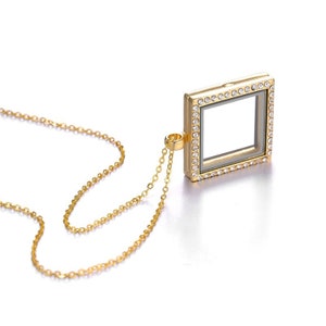 Glass Photo Frame Memory Locket, Floating Glass Frame Locket ...