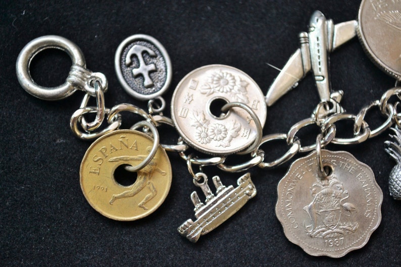 Travel Charm Bracelet Foreign Coin Bracelet Souvenir Charm - Etsy