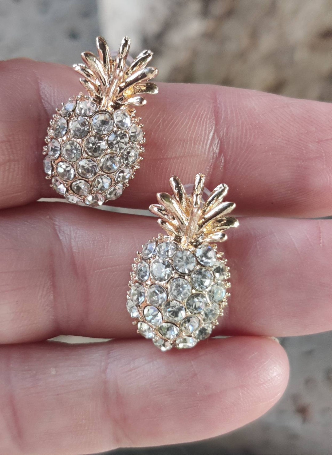 Pineapple earrings gold store