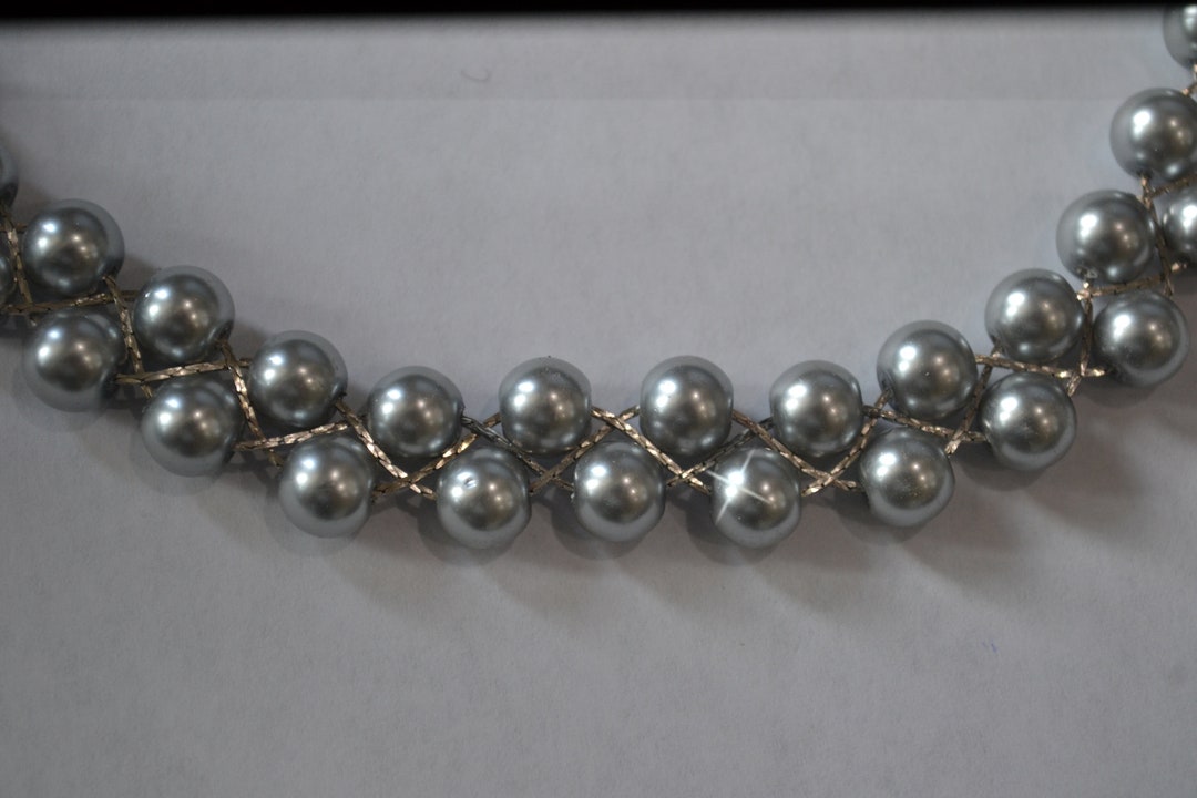 Braided Gray Pearl Necklace W/ Sterling Silver, 18” Pearl Necklace ...