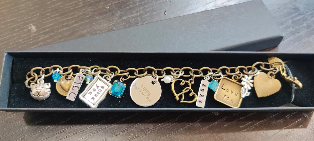 Retirement Bracelet, Retirement Gift, Charm Bracelet With Custom Hand ...