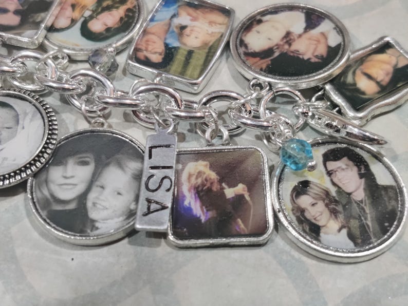 Elvis Presley, Lisa Marie Presley, Custom Memento Photo Charm Bracelet ...