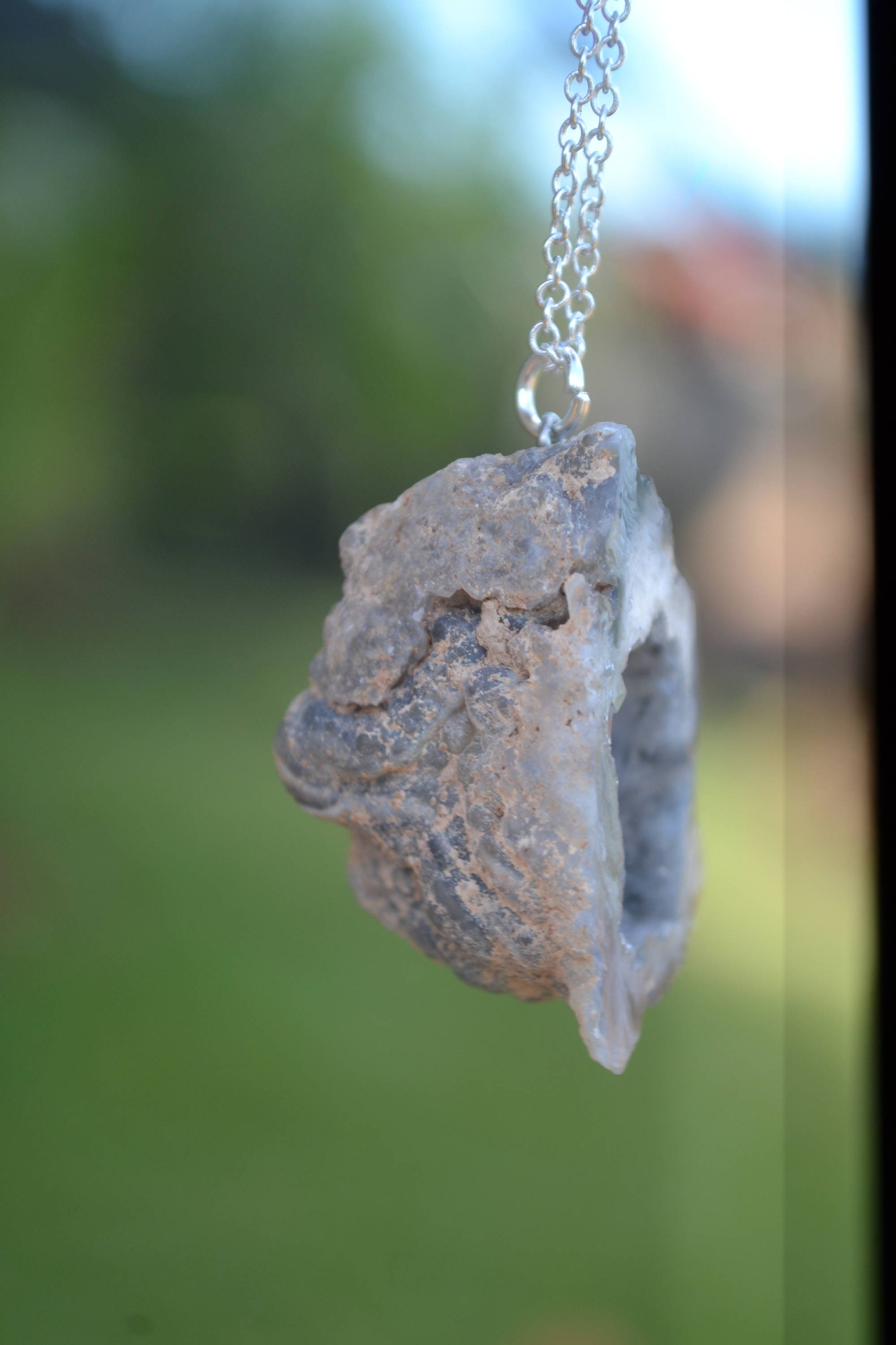 Polished Crystal Geode Natural Stone Pendant, Crystal Quartz Jewelry ...