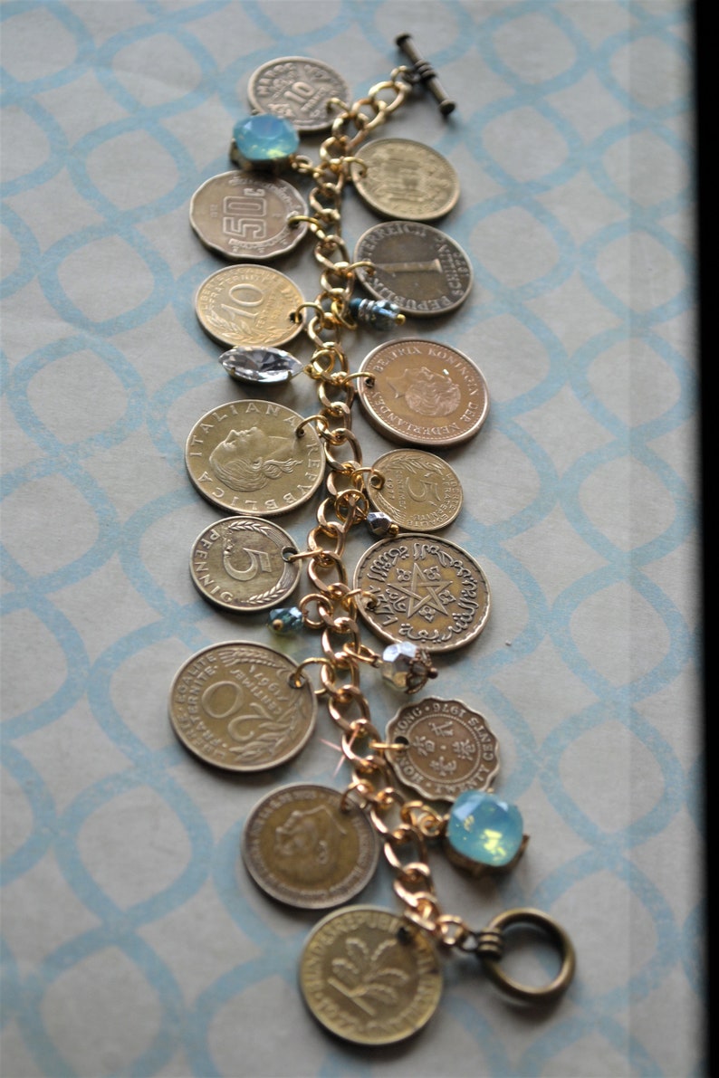 Coin Charm Bracelet Old Coins Bracelet Vintage Coin Jewelry - Etsy