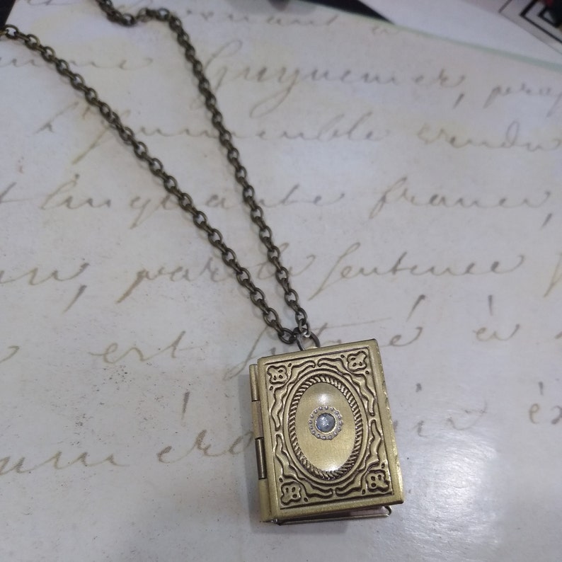 Vintage Book Locket 2 Photo Locket Necklace Custom Valentine - Etsy