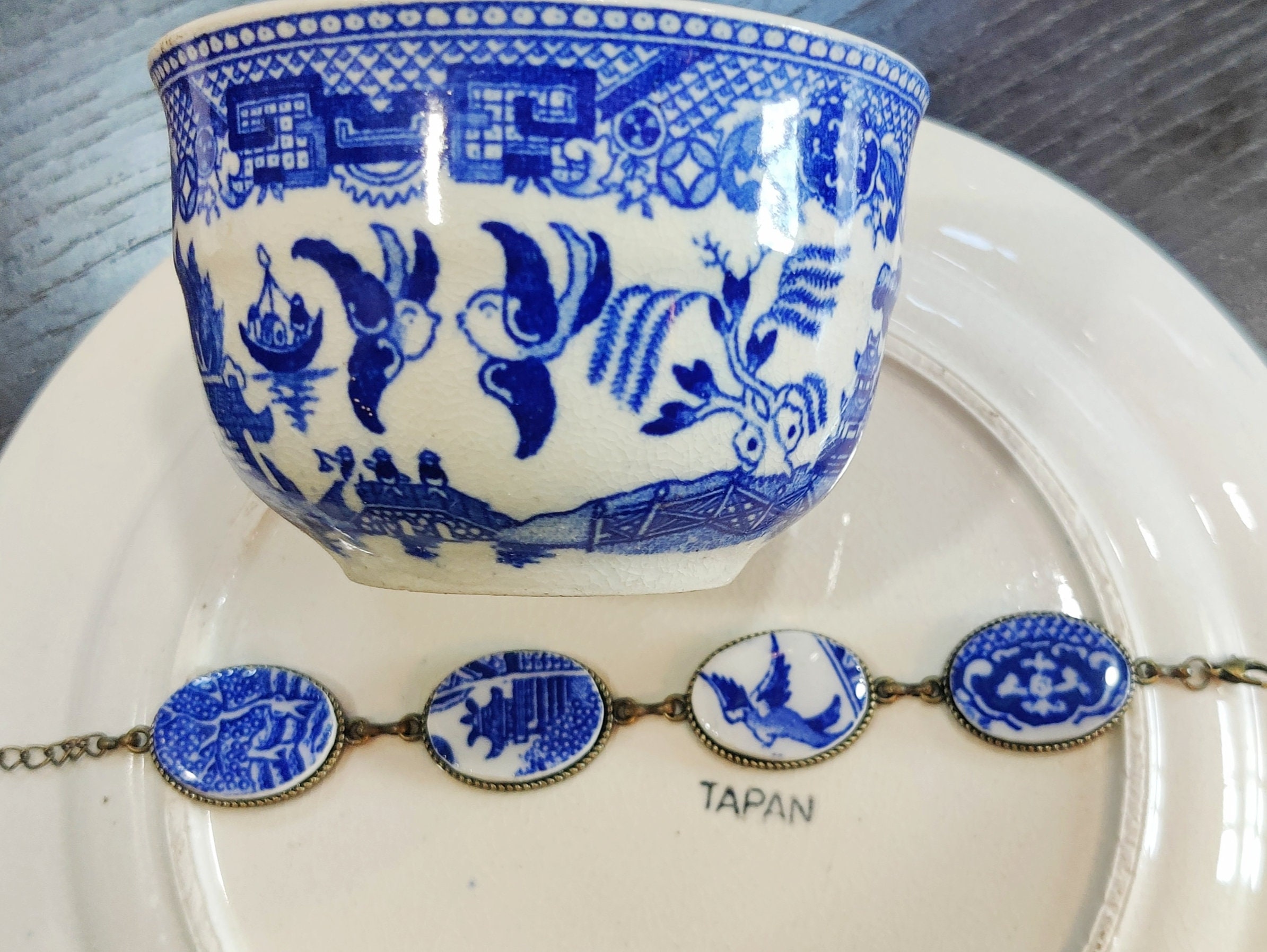 Hand Cut Oval Vintage China Bracelet, Matching Mother & Daughter ...