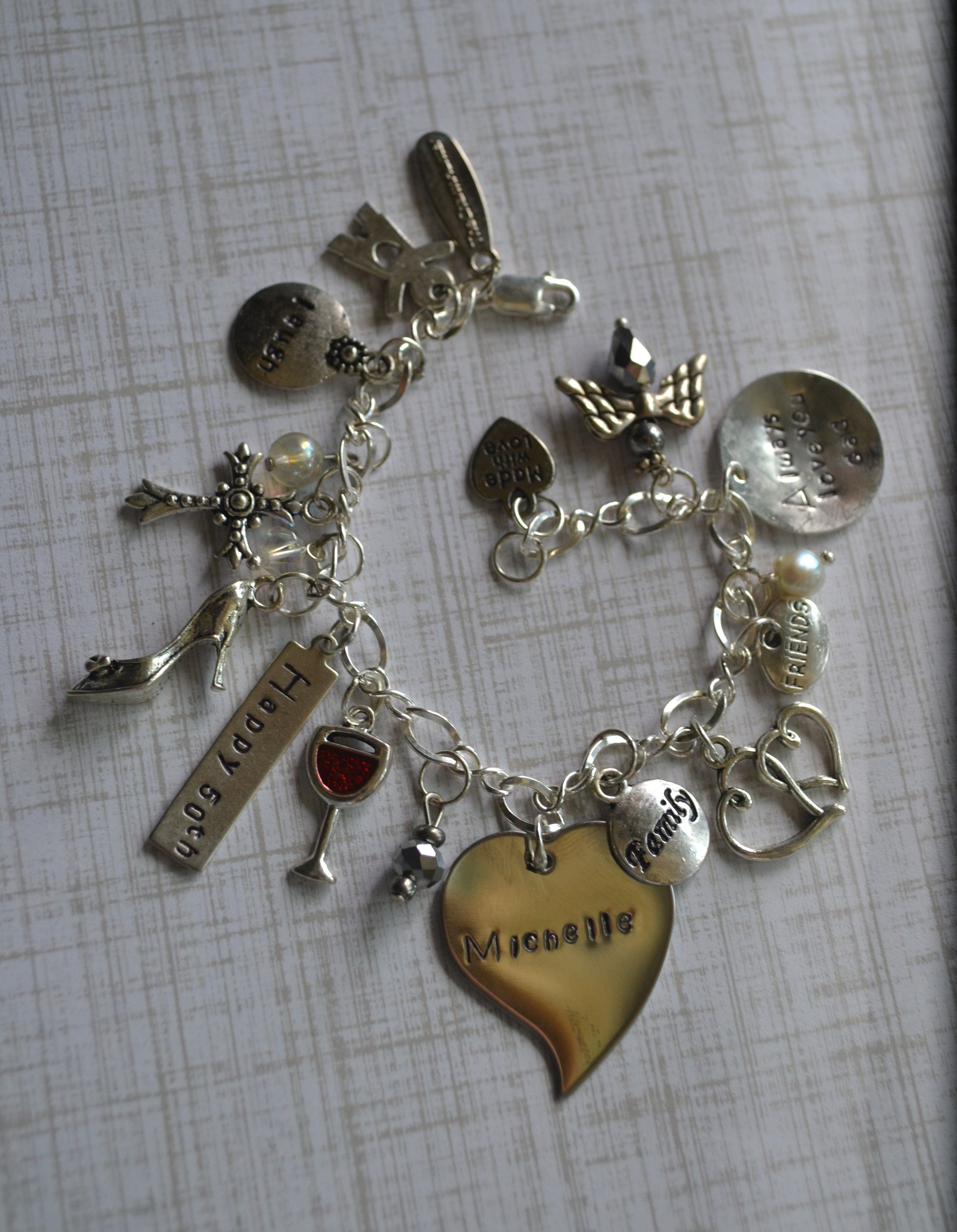 Charm Bracelet, Heart Necklace, Heart Ring, Heart Charm, Monogram ...