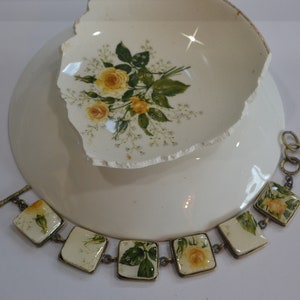 Yellow Rose Bracelet, China Shard Bracelet, Broken China Jewelry ...