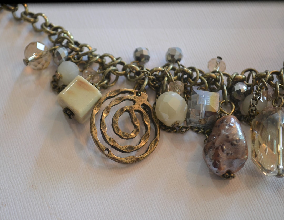 Chunky Necklace, Chunky Charm Necklace, Chunky Bib Necklace, Eclectic ...