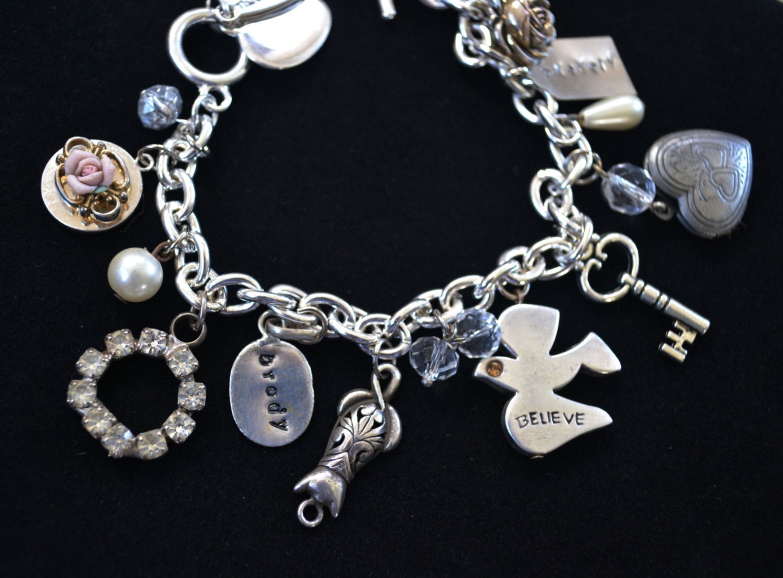 Hand Stamped Tag Charm Bracelet, Personalized Charm Jewelry, Retirement ...