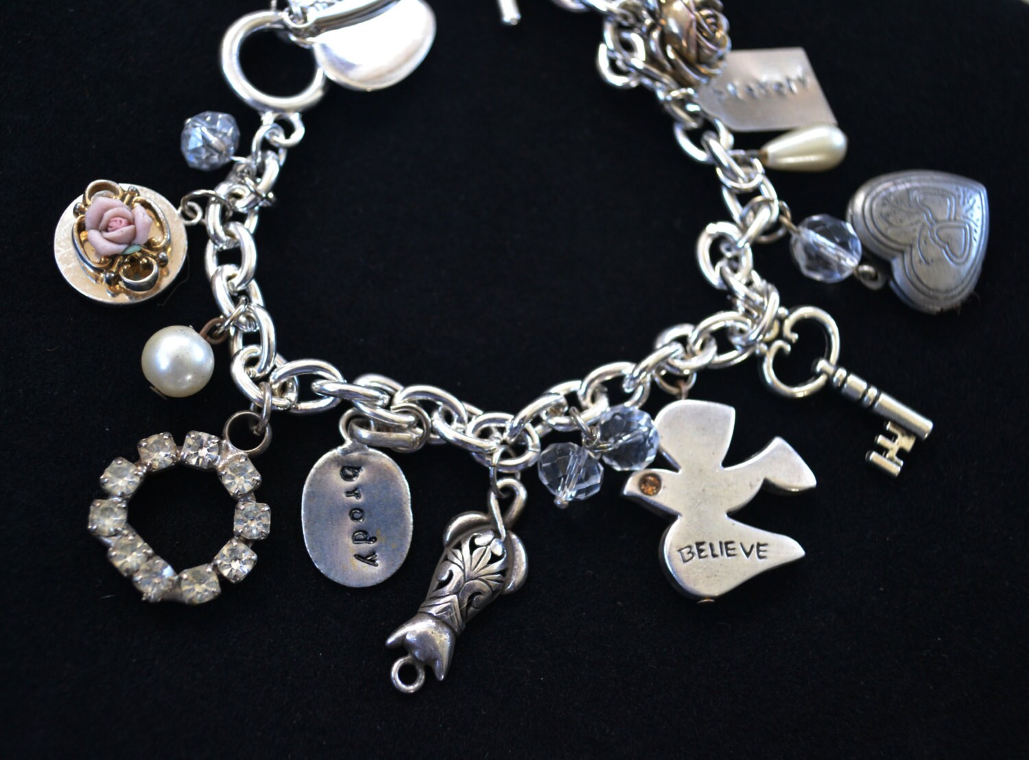 Hand Stamped Tag Charm Bracelet, Personalized Charm Jewelry, Retirement ...