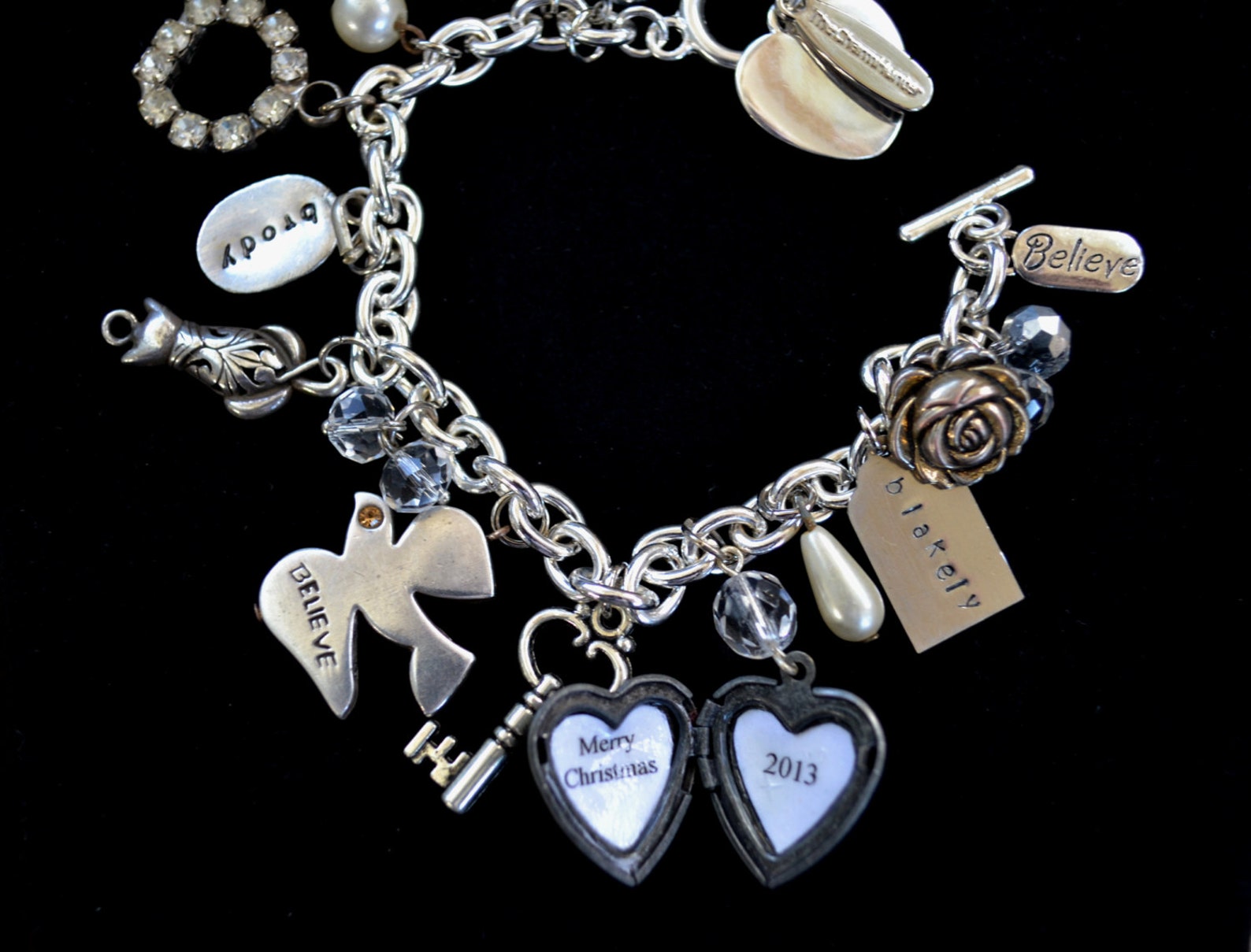 Hand Stamped Tag Charm Bracelet Personalized Charm Jewelry - Etsy