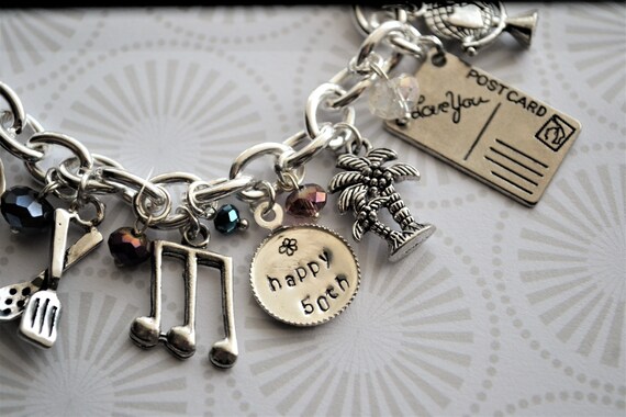 50th birthday charm bracelet store