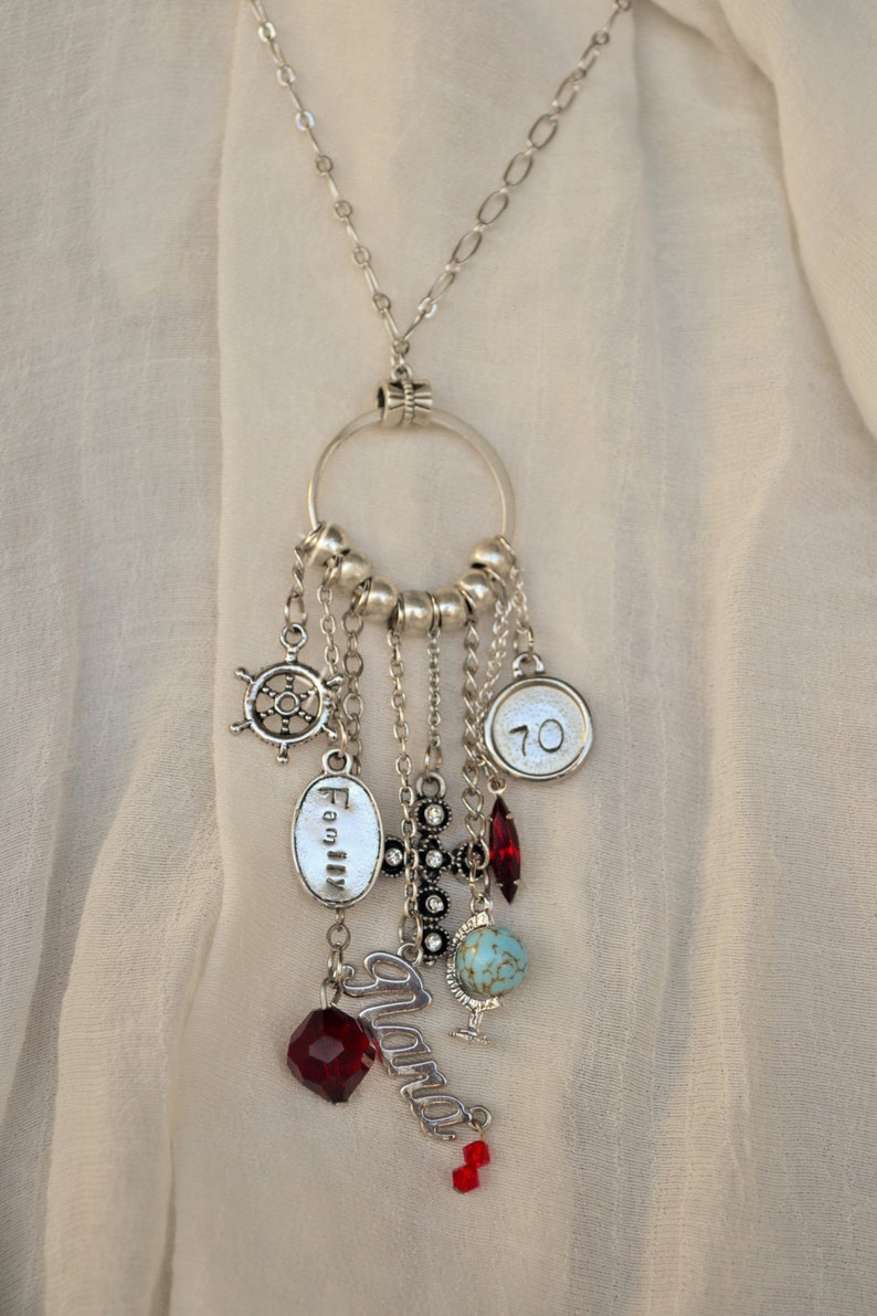 70th Birthday Charm Necklace, Vintage Assemblage Customized Charm ...